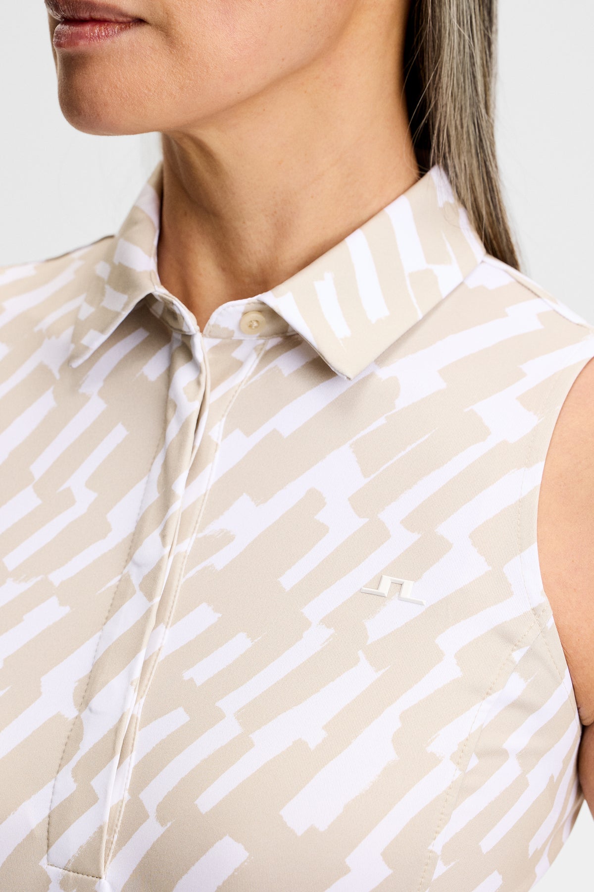 Dena Print Sleeveless Polo / Oak Island Fossil M – J.Lindeberg
