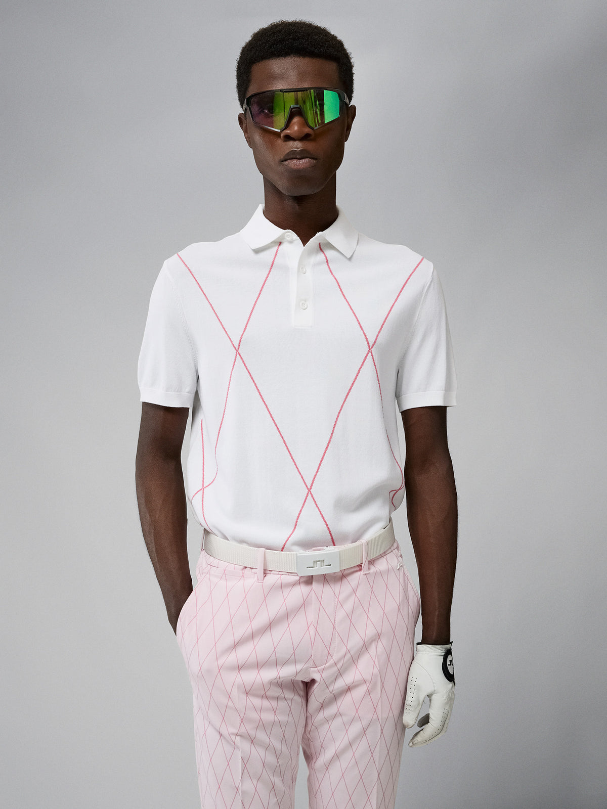 Luke Knitted Argyle Golf Polo / White – J.Lindeberg