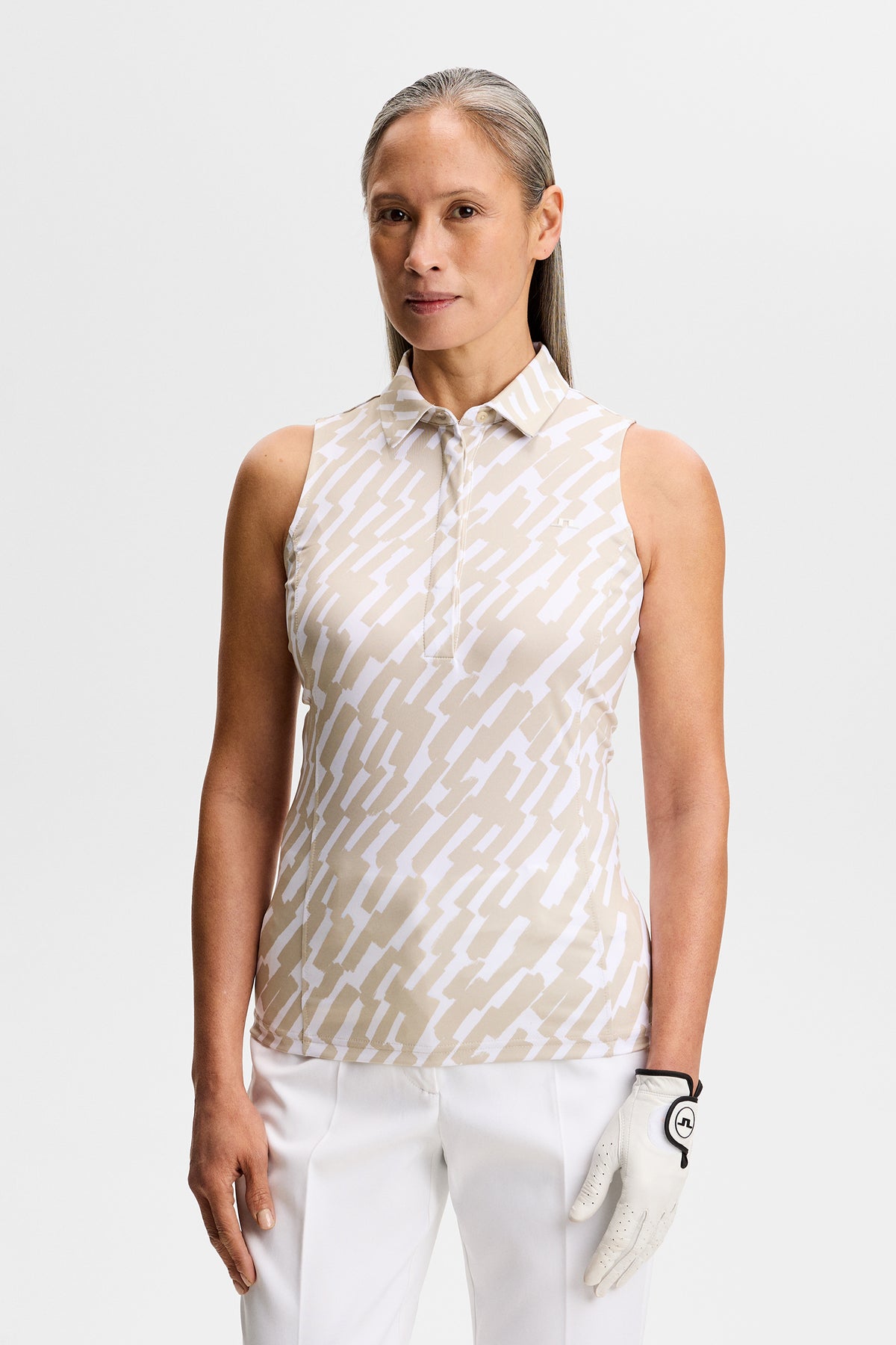 Dena Print Sleeveless Polo / Oak Island Fossil M – J.Lindeberg
