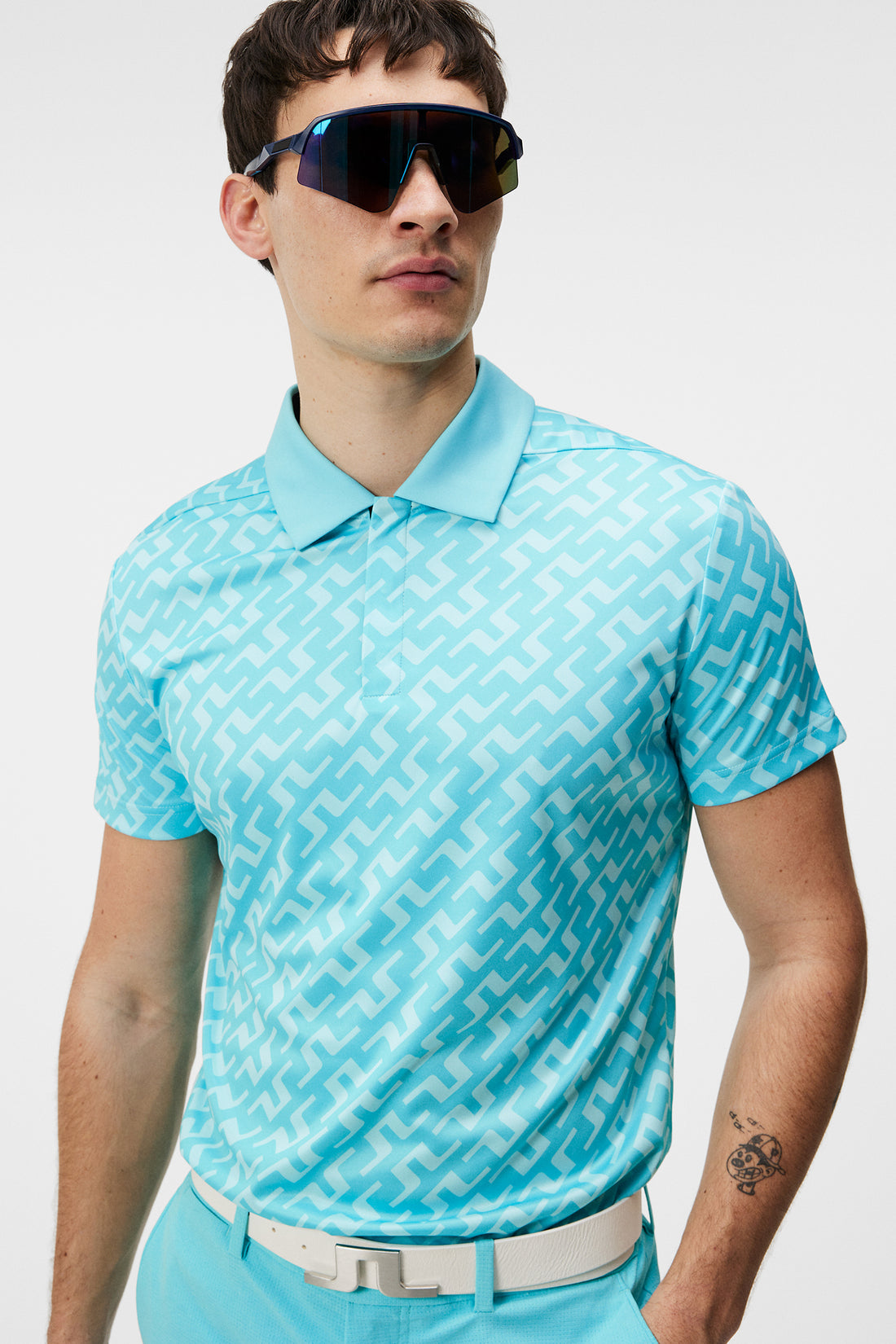 Dario Print Regular Fit Polo / Bias Bridge Blue Curacao – J.Lindeberg